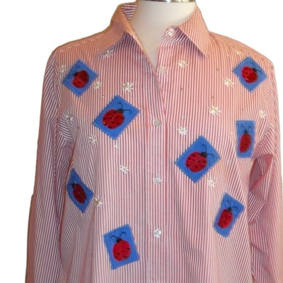 Quacker Factory | Tops | Quacker Factory Lady Bug And Daisy Shirt ...